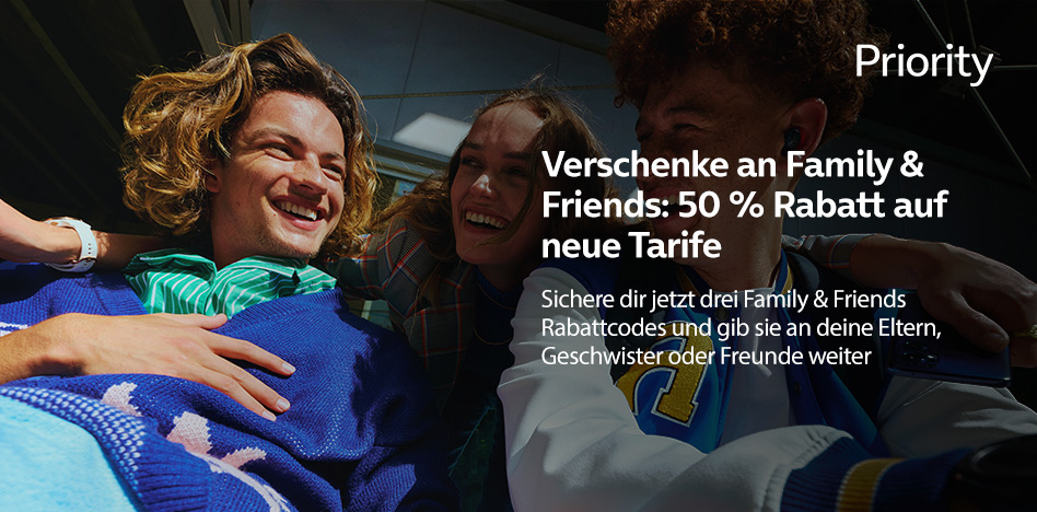 50 % Rabatt auf neue Tarife für Family & Friends